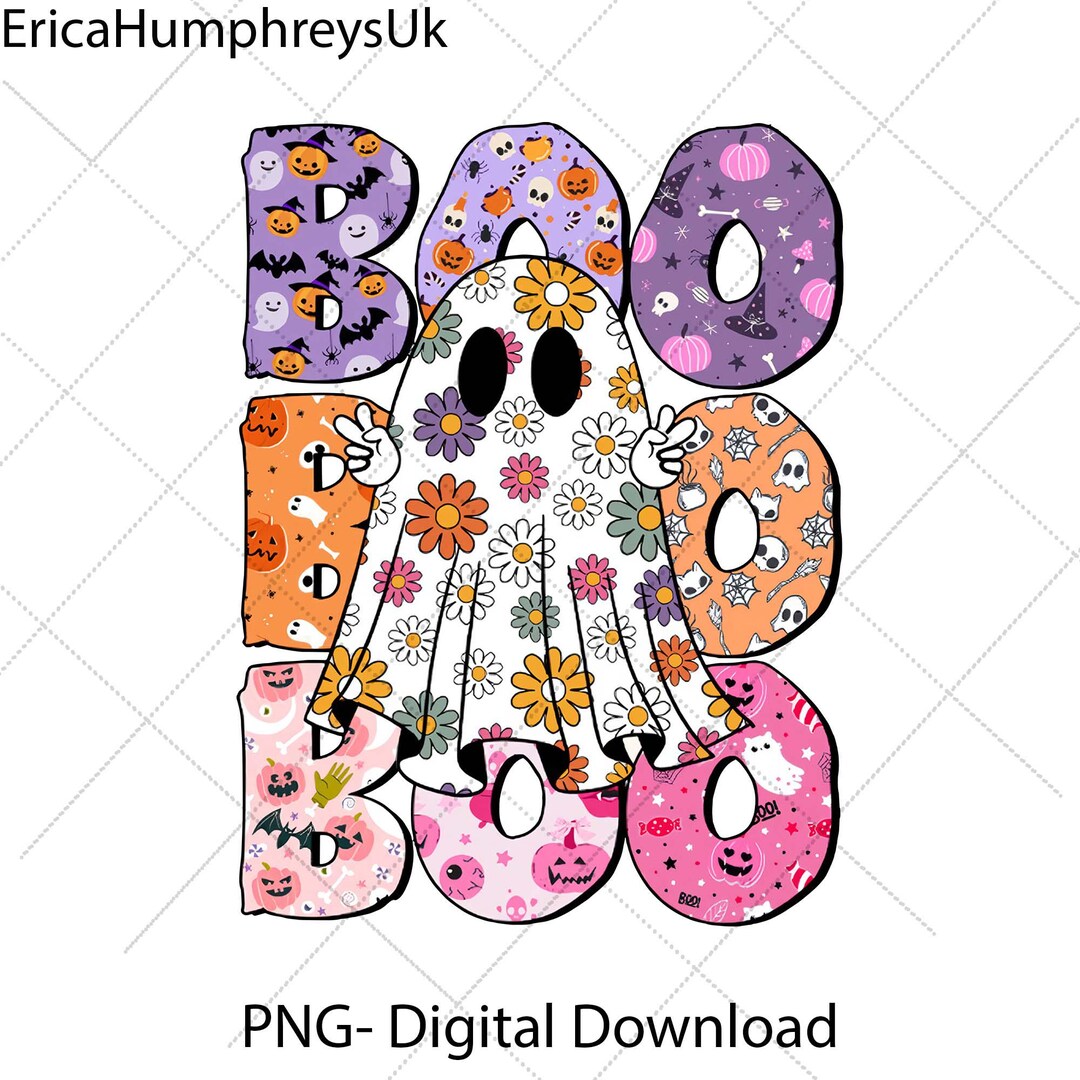 Boo Halloween Png, Ghost Floral Halloween Png, Girly Halloween Png ...