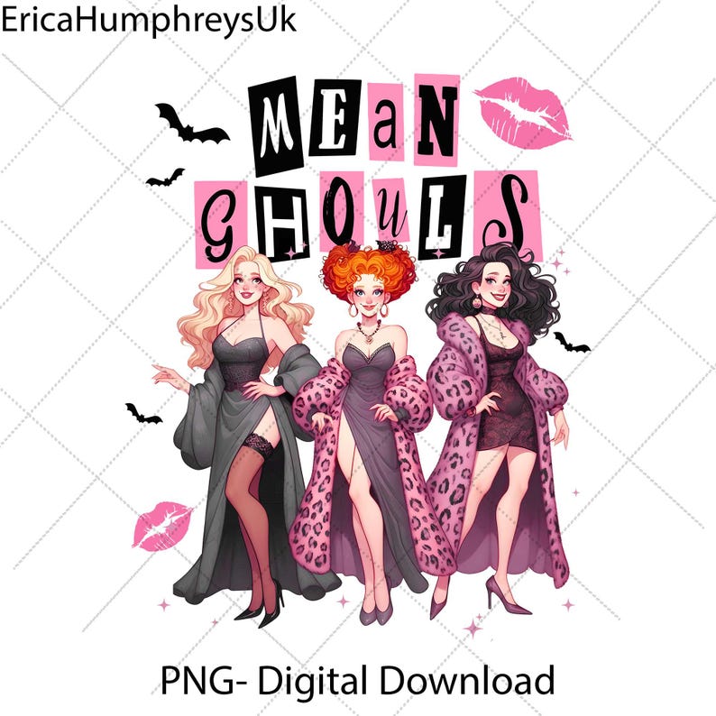 Mean Ghouls Png, Bad Witches Design Png, Retro Witches Movie Png, Retro ...