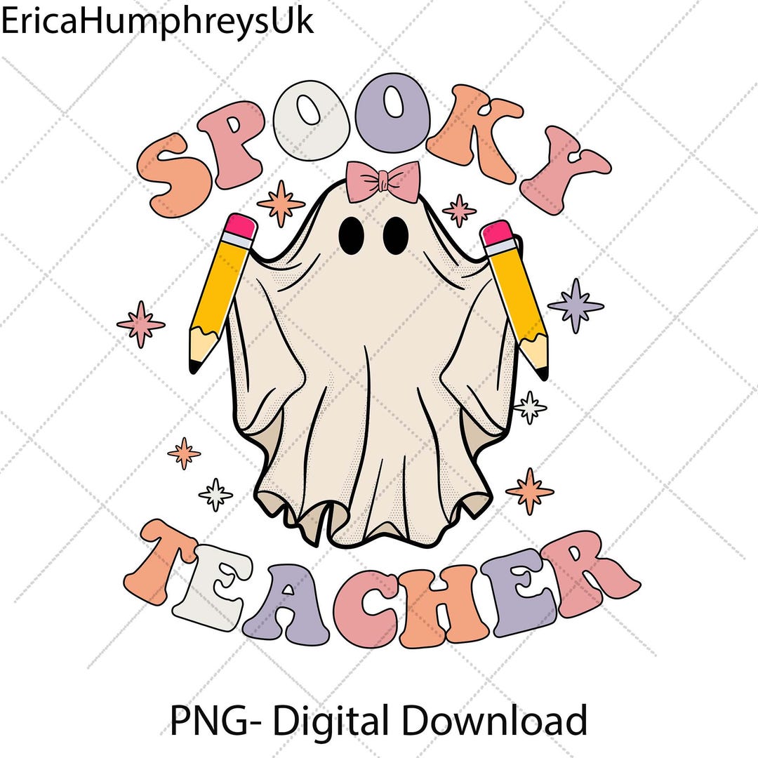 Spooky Teacher Png, Retro Halloween Teacher Png, Spooky Vibes Png ...