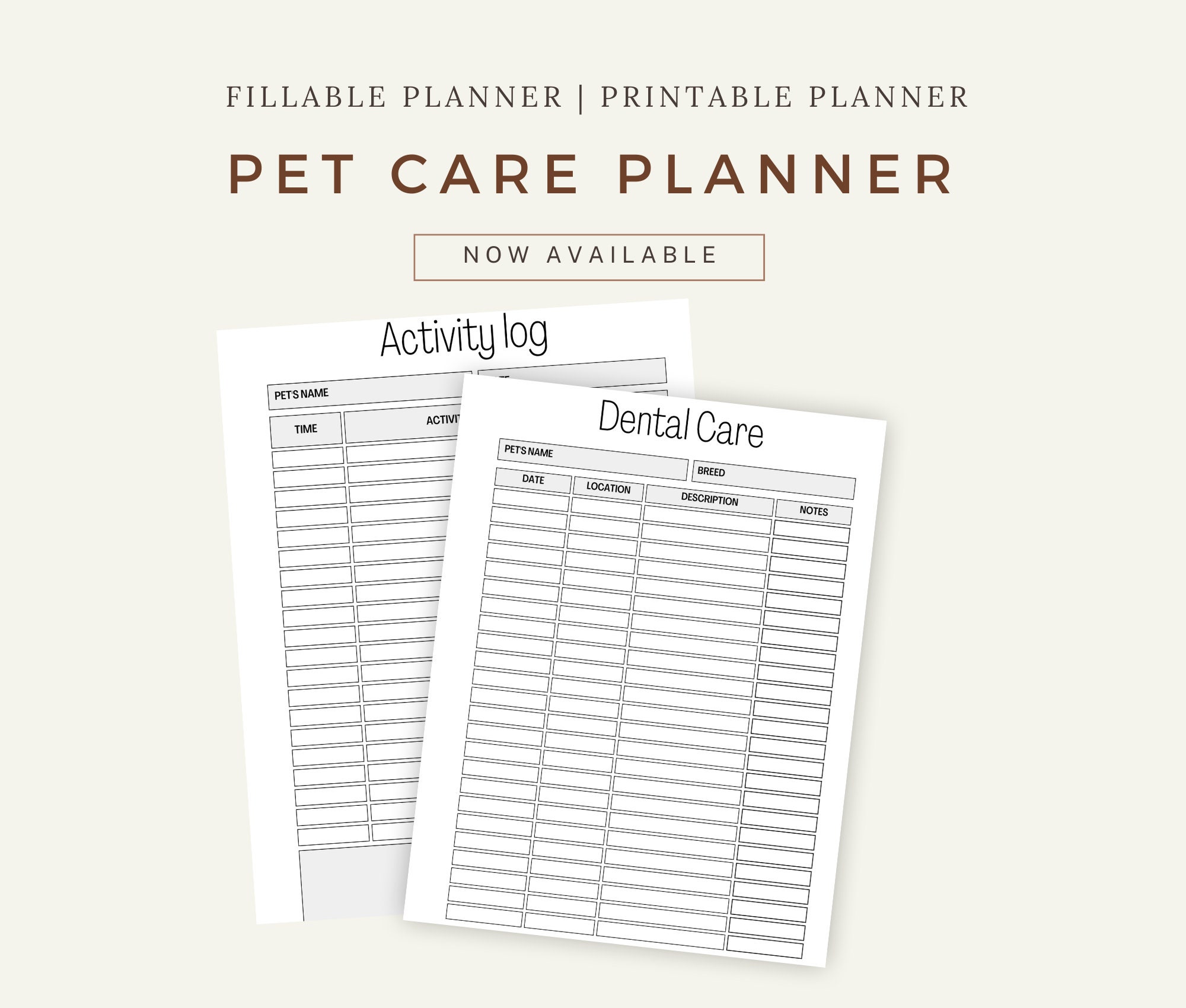 Printable Pet Planner, Fillable Pet Planner, Pet Care Planner, Pet ...