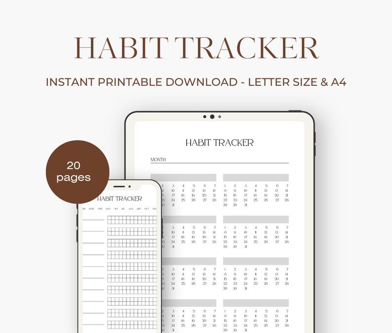 Habit Tracker Printable Habit Tracker Digital Yearly, Monthly, Weekly ...