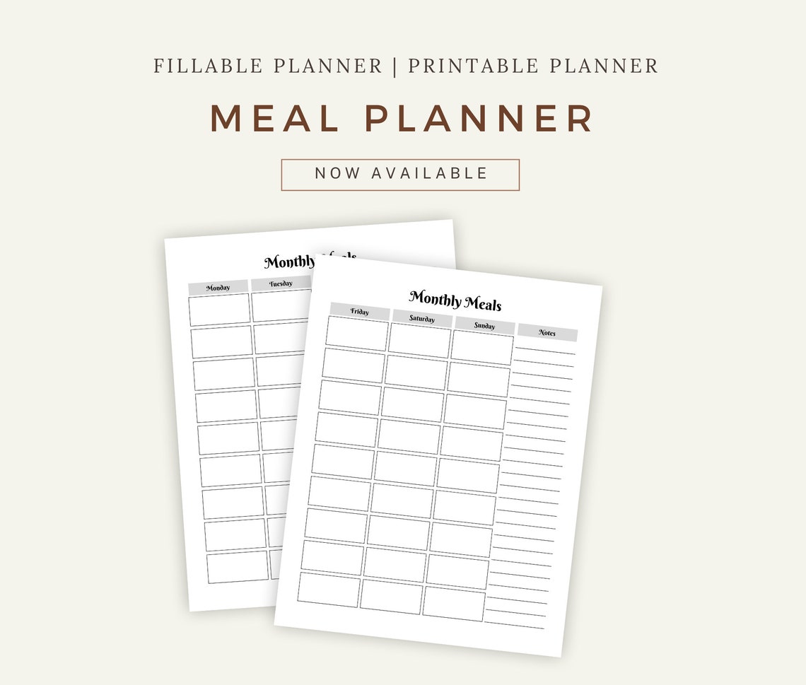 Meal Planner Printable Daily Food Journal, Grocery List, Meal Prep ...