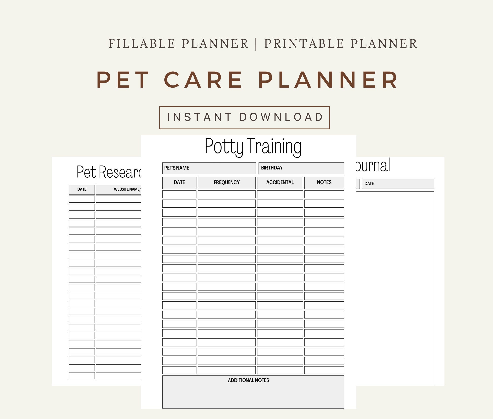 Printable Pet Planner, Fillable Pet Planner, Pet Care Planner, Pet ...