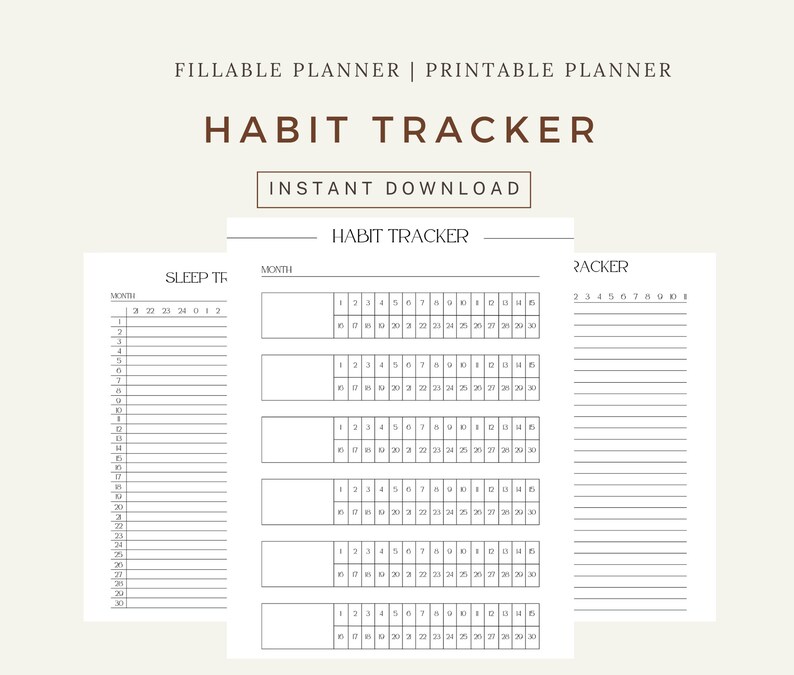 Habit Tracker Printable Habit Tracker Digital Yearly, Monthly, Weekly ...