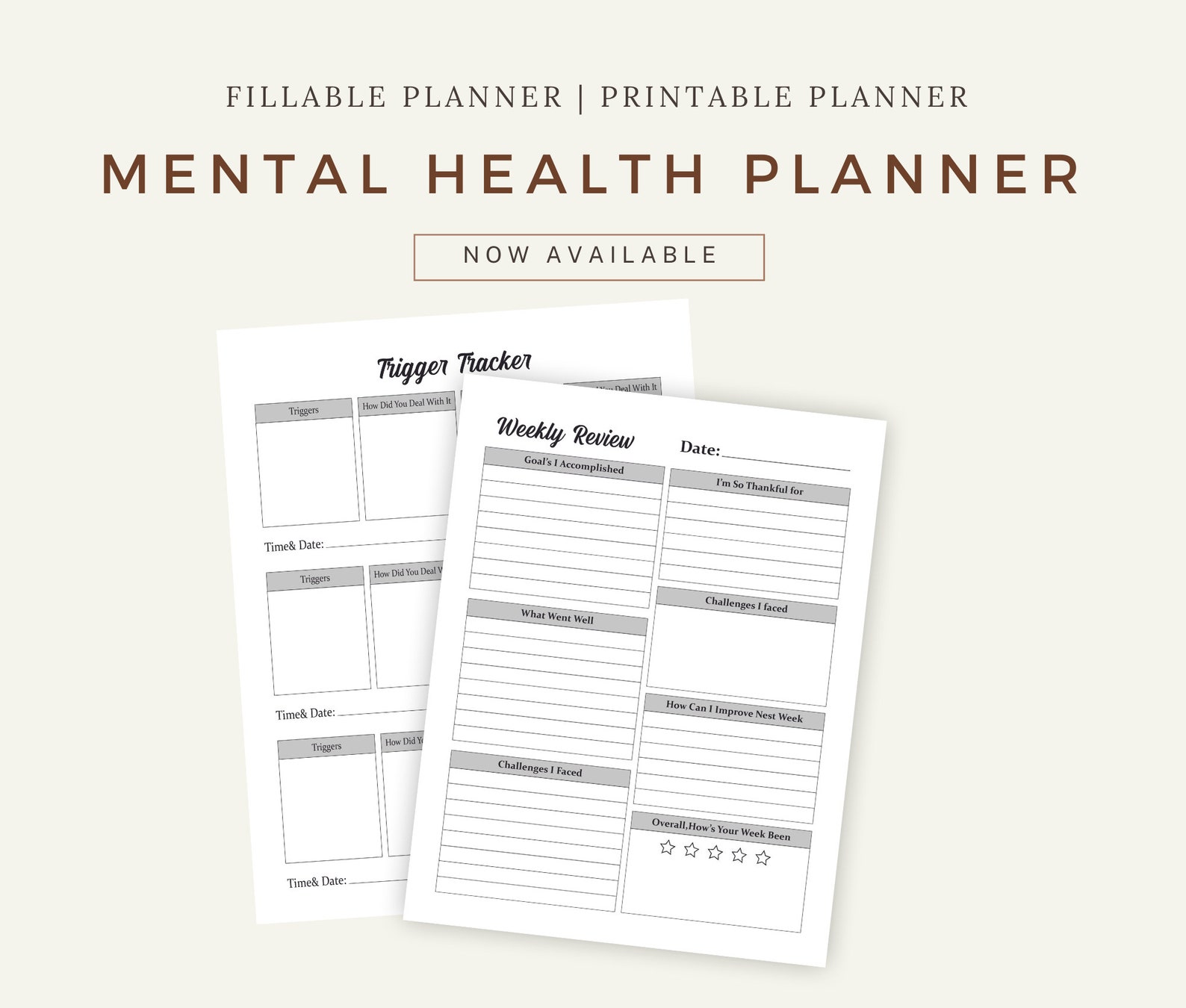 Mental Health Journal, Printable Mental Health Planner, Anxiety Mood ...
