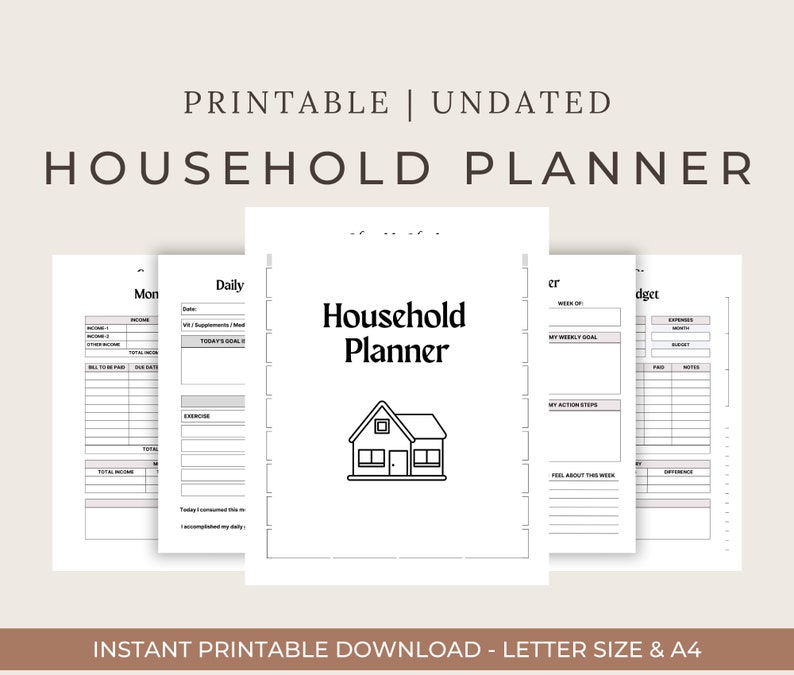 Printable Household Planner Cleaning Planner Household Management ...