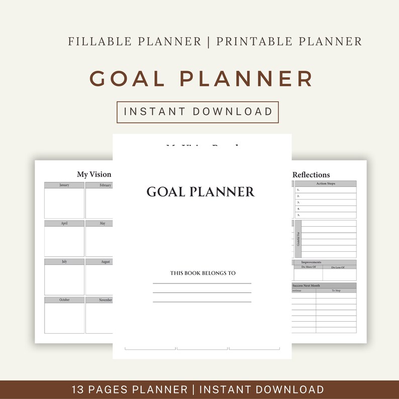 Goal Planner BUNDLE, Goals Tracker, SMART Goal Setting Kit, New Year ...