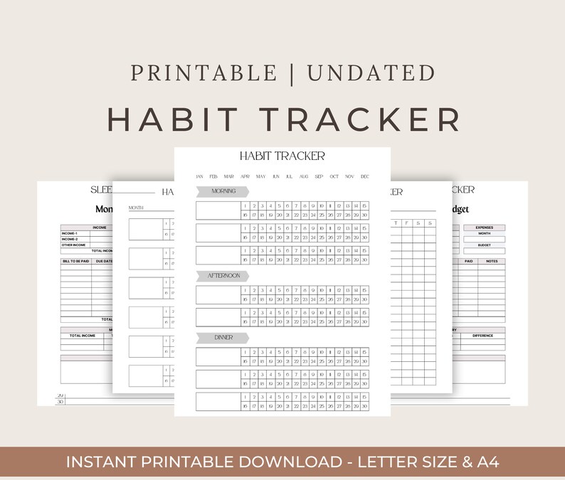 Habit Tracker Printable Habit Tracker Digital Yearly, Monthly, Weekly ...