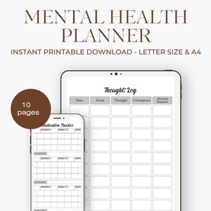 Mental Health Journal, Printable Mental Health Planner, Anxiety Mood ...