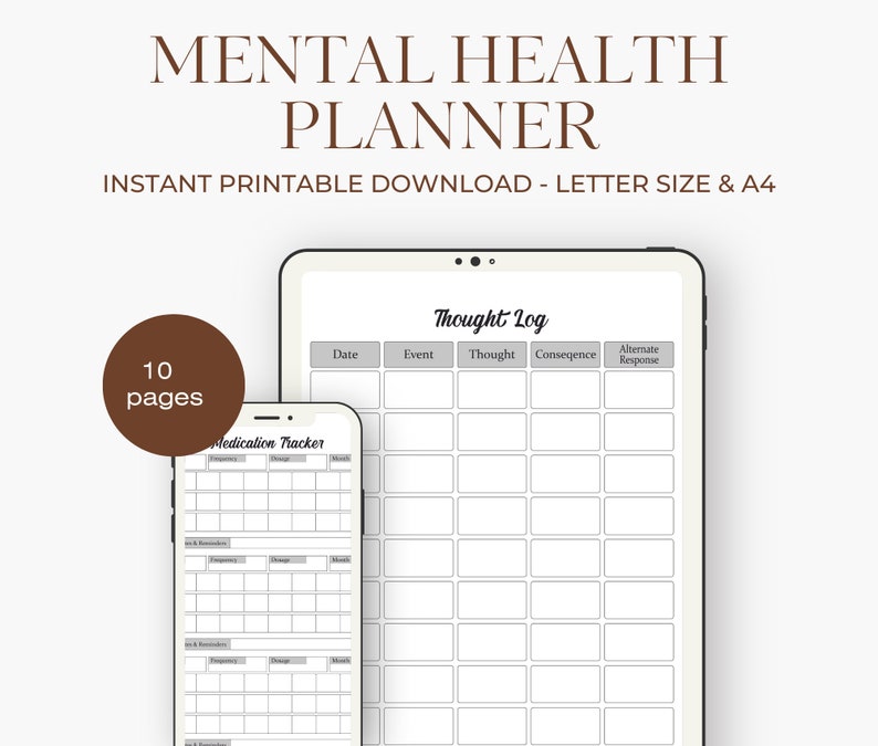 Mental Health Journal, Printable Mental Health Planner, Anxiety Mood ...