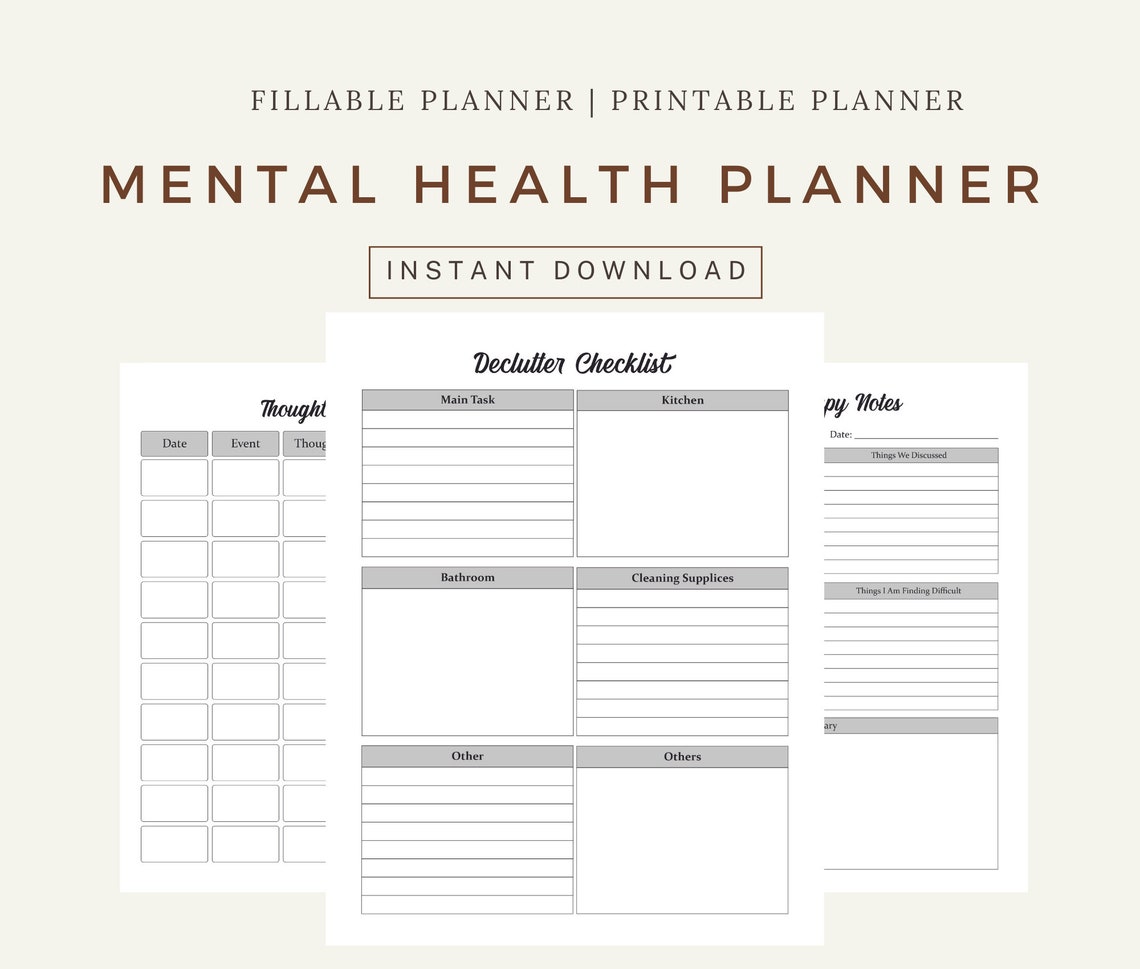 Mental Health Journal, Printable Mental Health Planner, Anxiety Mood ...