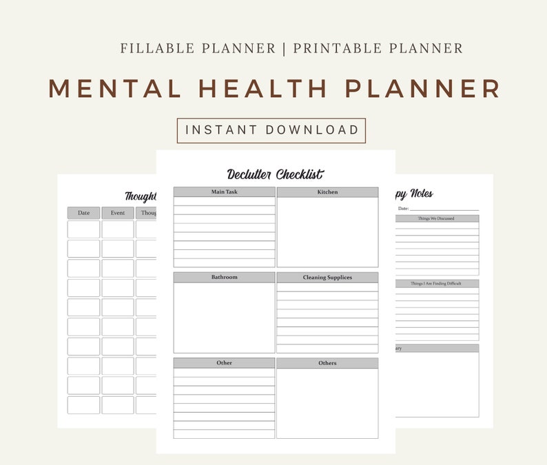 Mental Health Journal, Printable Mental Health Planner, Anxiety Mood ...