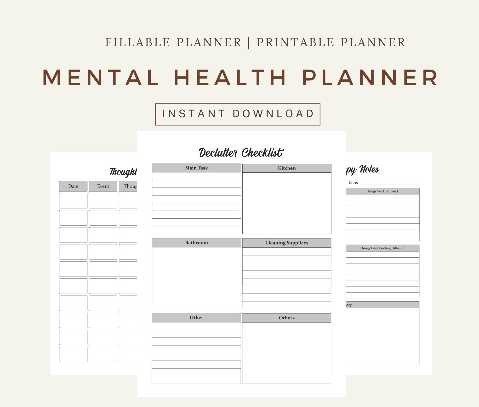Mental Health Journal, Printable Mental Health Planner, Anxiety Mood ...