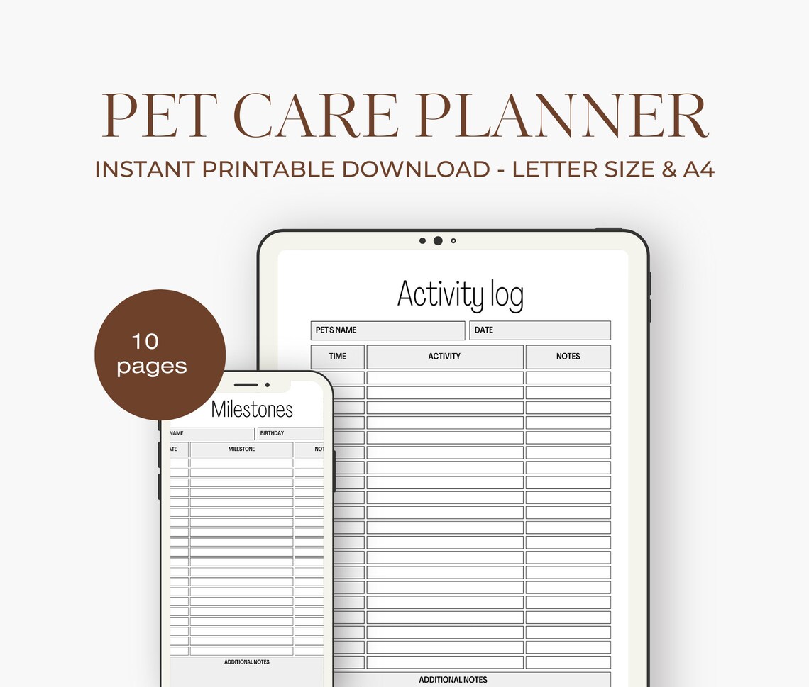Printable Pet Planner, Fillable Pet Planner, Pet Care Planner, Pet ...