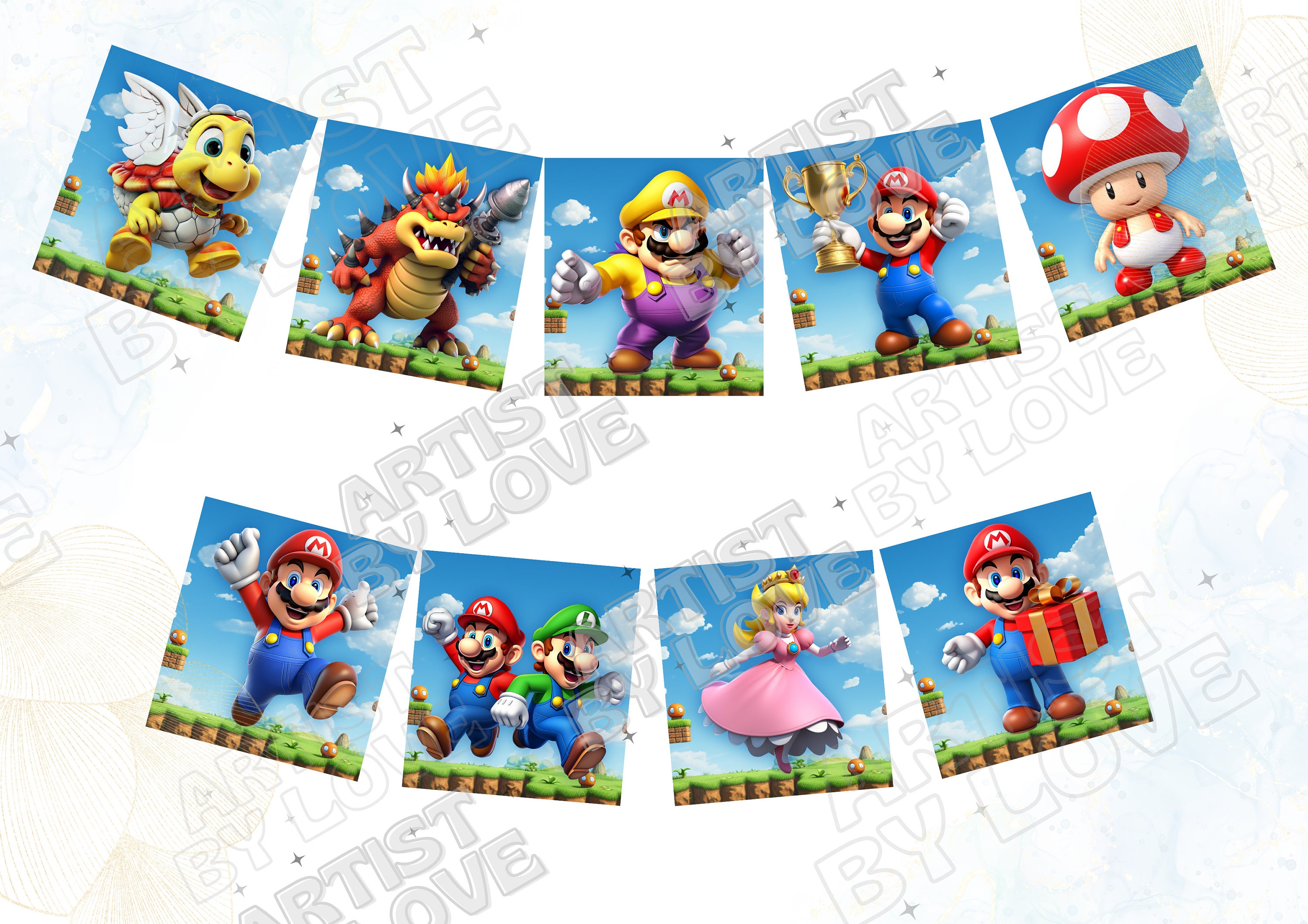 Super Mario Party Custom Banner Template, Mario Birthday Party Banner ...