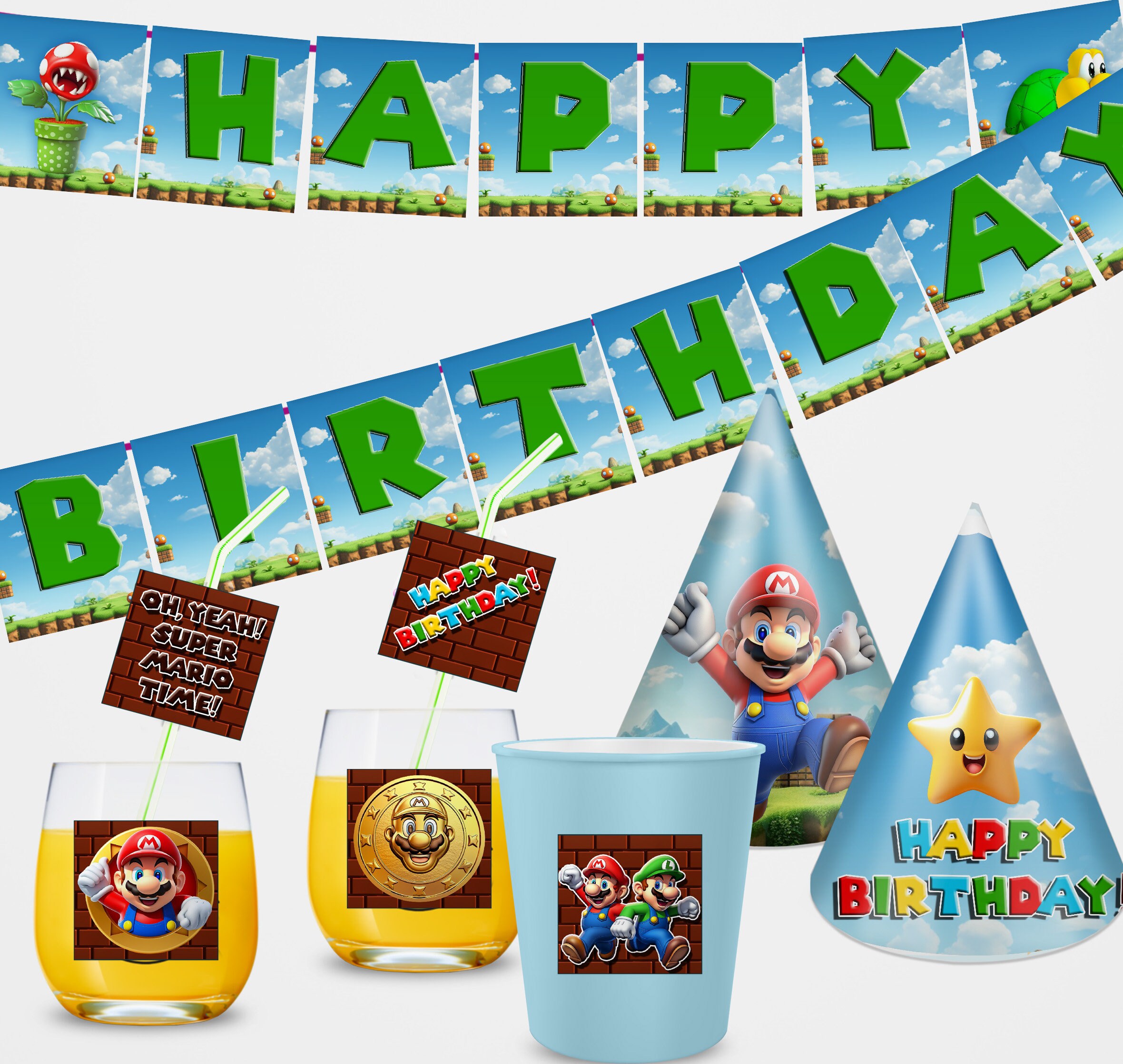 Super Mario Party Custom Banner Template Mario Birthday Party - Etsy