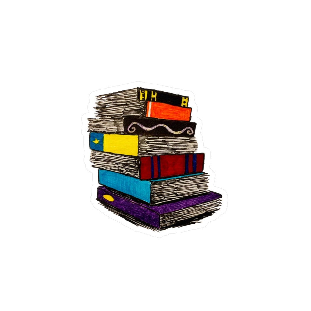 Book Stack Vinyl Sticker - Etsy