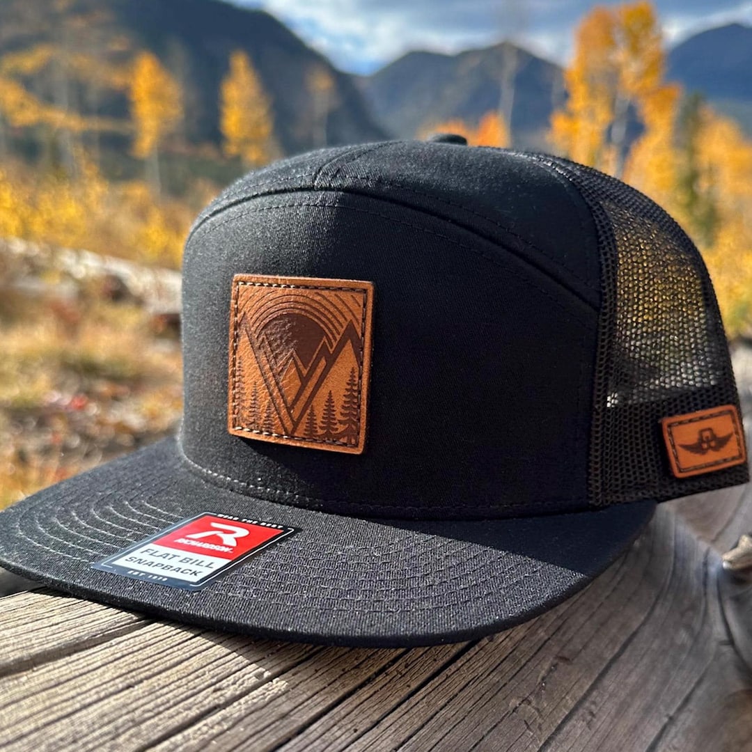 7 Panel Hat - Sewn Real Leather Richardson 168 Flat Bill Mesh Back ...