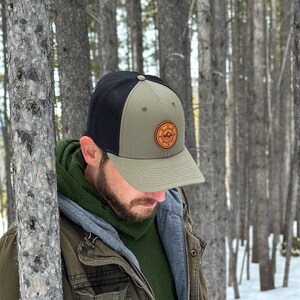 Outdoor Compass Leather Patch Hat Richardson 112 Snapback Laser ...