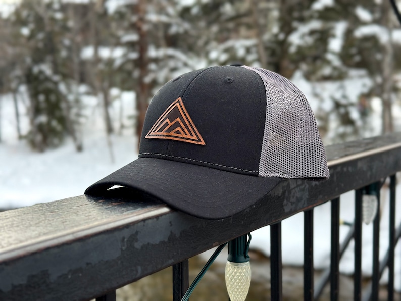 Richardson 115 and 112 Hat With Dark Mountain Leather Patch Design ...