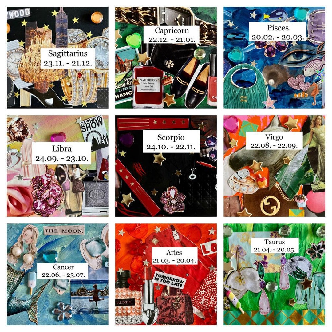 Zodiac Postcards All 12 Signs of the Zodiac in One Package - Etsy