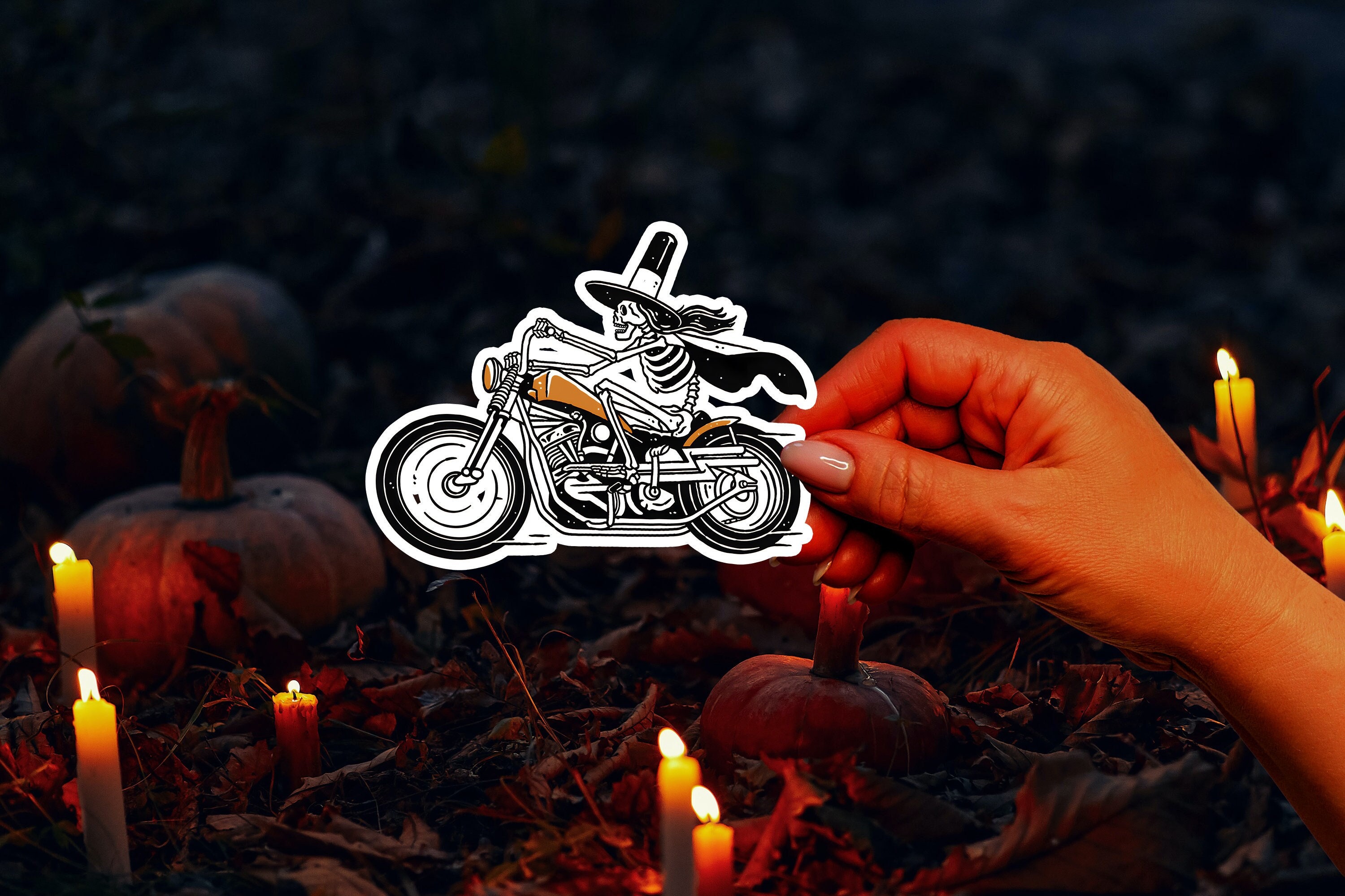 Biker Girl, Witch on a Motorcycle, Motorcycle Sticker, Halloween ...