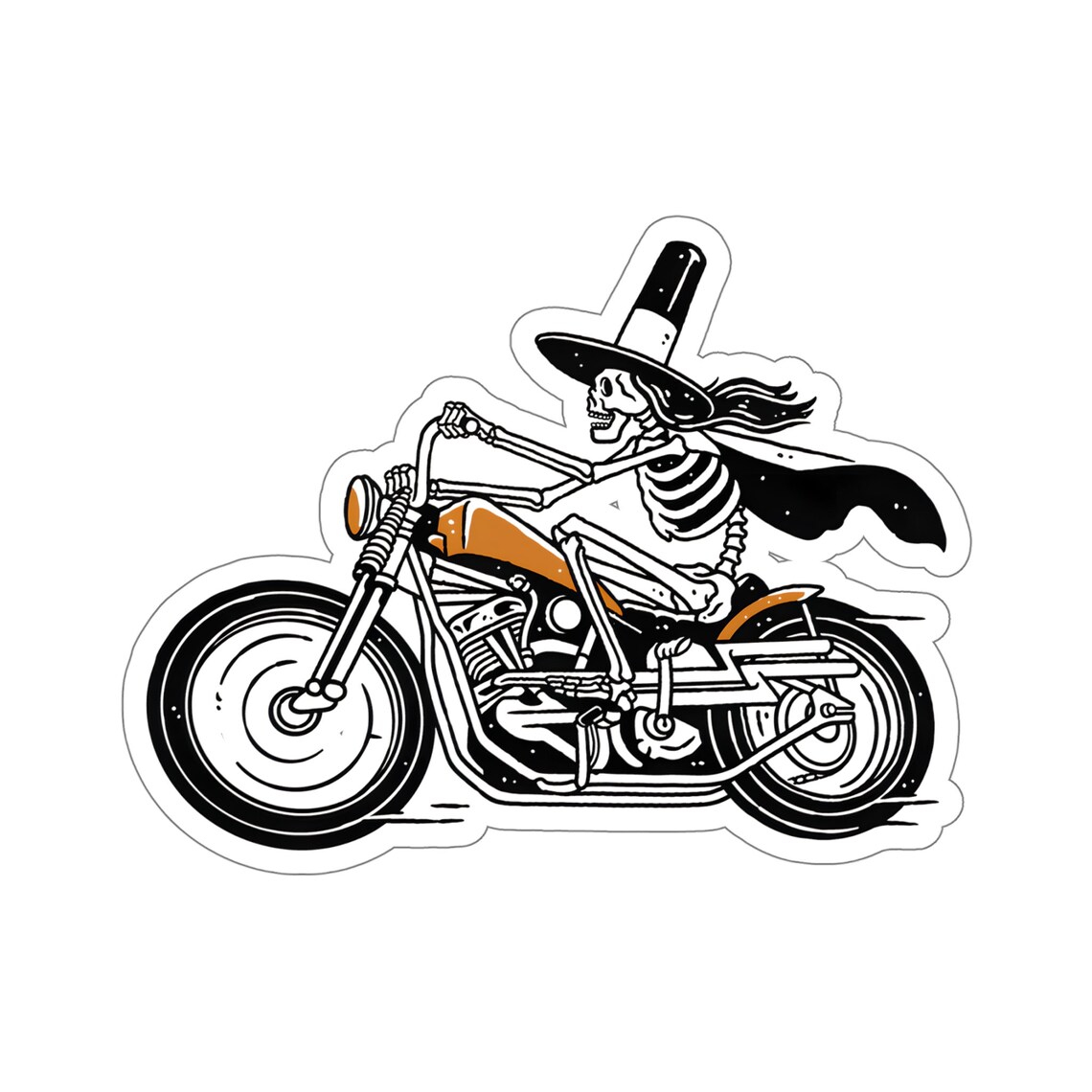 Biker Girl, Witch on a Motorcycle, Motorcycle Sticker, Halloween ...