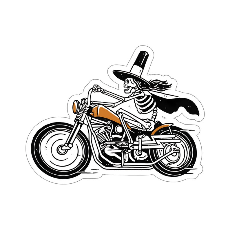 Biker Girl, Witch on a Motorcycle, Motorcycle Sticker, Halloween ...