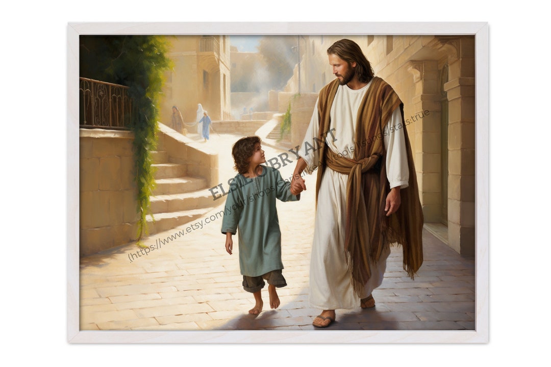 Jesus Christ Holding a Little Boy's Hand. - Etsy