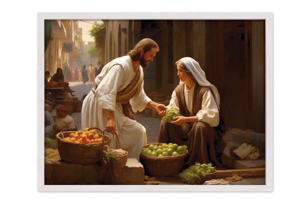 A Digital Spiritual Painting of Jesus Christ Offering Food to - Etsy