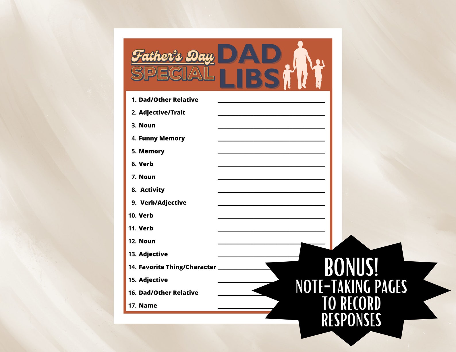Fathers Day Dad Libs Printable Bundle Two Separate Stories - Etsy