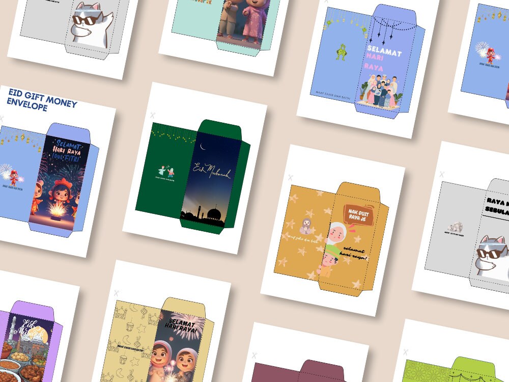 10 Editable Sampul Raya Simple & Cute Gift Money Envelope - Etsy