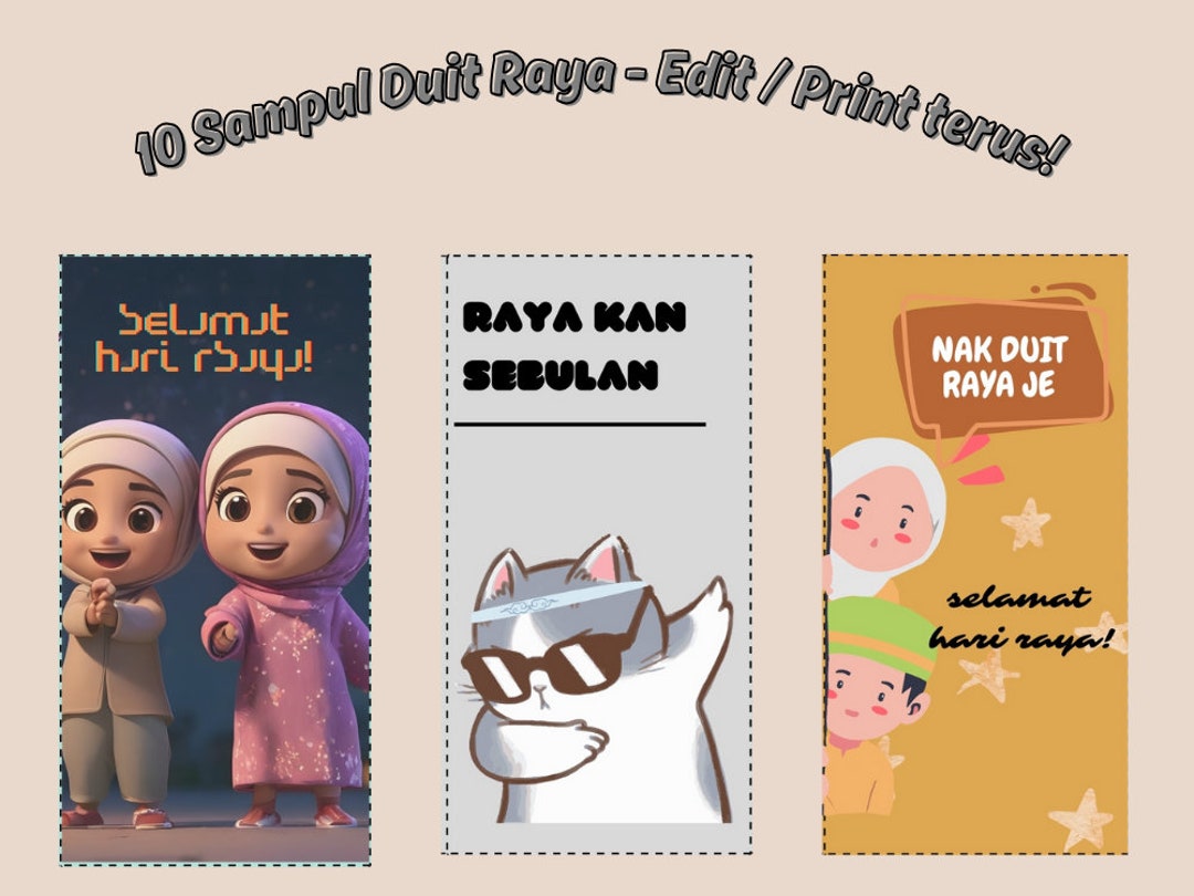 10 Editable Sampul Raya Simple & Cute Gift Money Envelope - Etsy