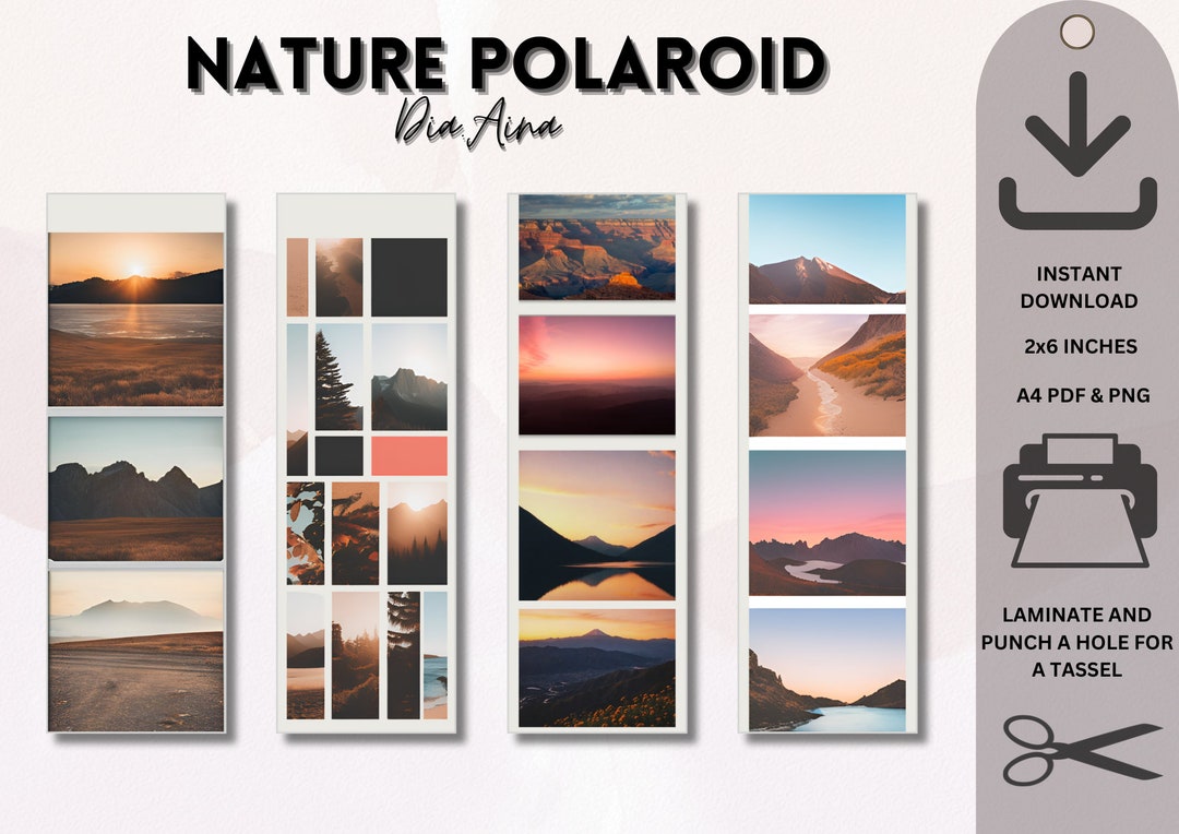 6 Nature Polaroid Printable Bookmarks Digital Download PDF & PNG ...