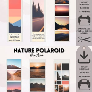 6 Nature Polaroid Printable Bookmarks Digital Download PDF & PNG ...