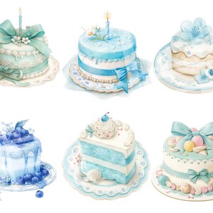 Blue Cakes PNG Clip Art Pack, Blue Cakes for Birthday Decoration Png ...