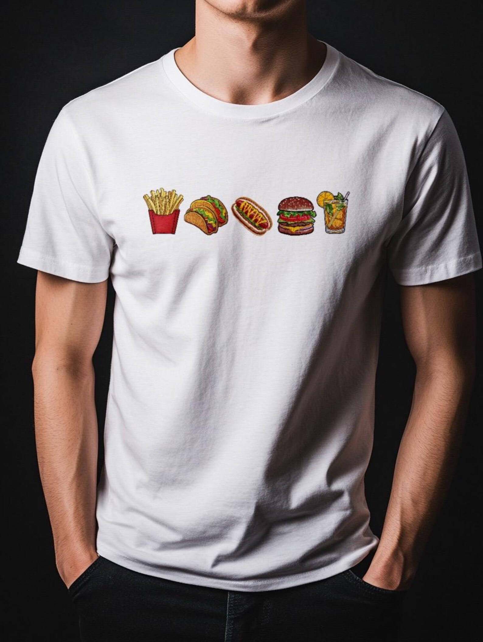 Fast Food Embroidered Patches PNG Pack, Food Patches for Design ...