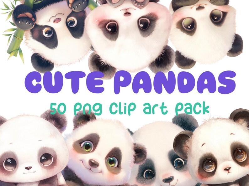Panda Clip Art Cute Panda Clip Clip Art Panda Clip Art PNG Bundle Set ...