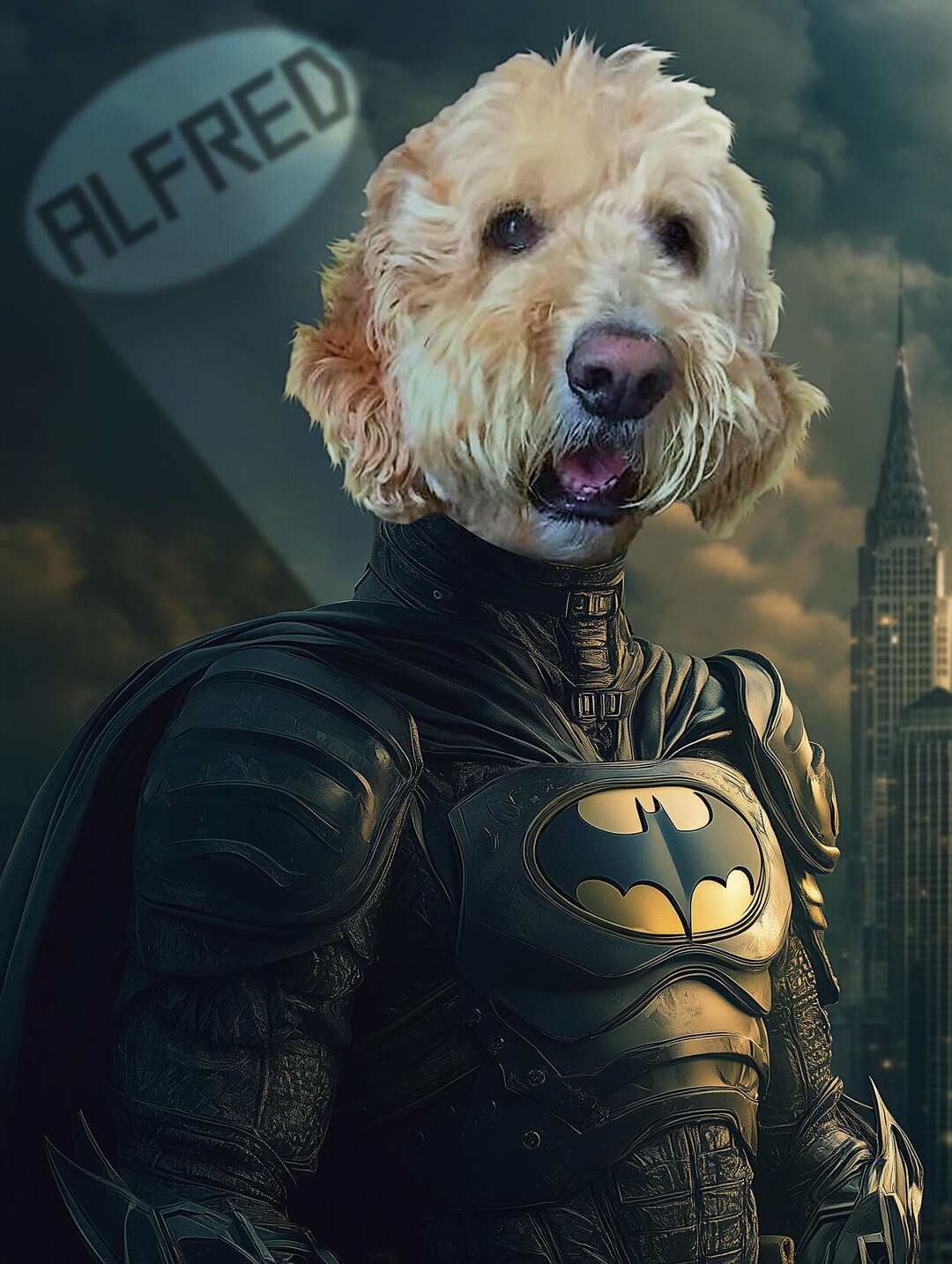 Custom Pet Superhero Portraits, DARK Themed KNIGHT Superhero, BAT ...