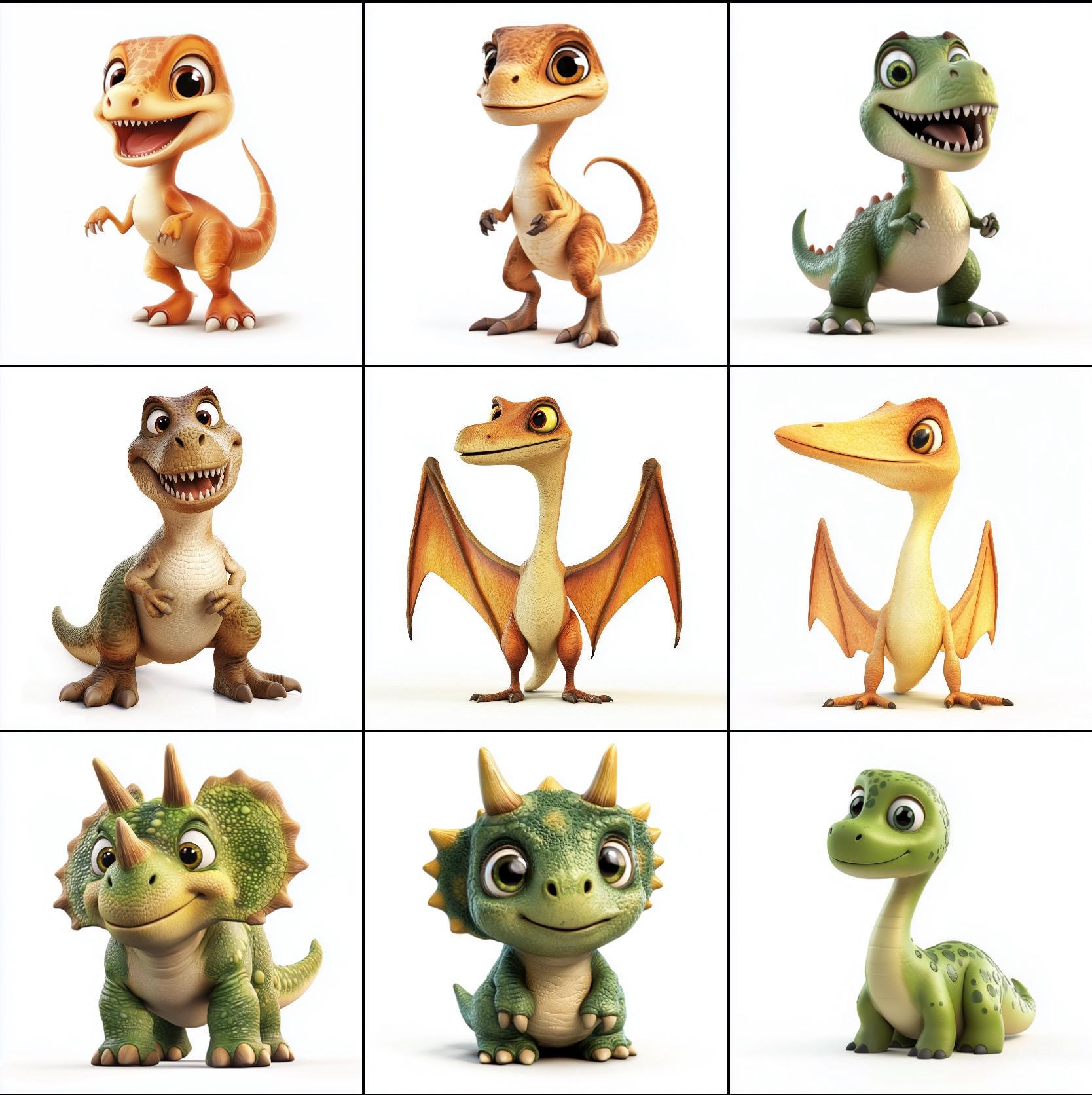 Cute Dinosaurs Clip Art PNG Bundle, Dino PNG Bundle, Prehistoric ...