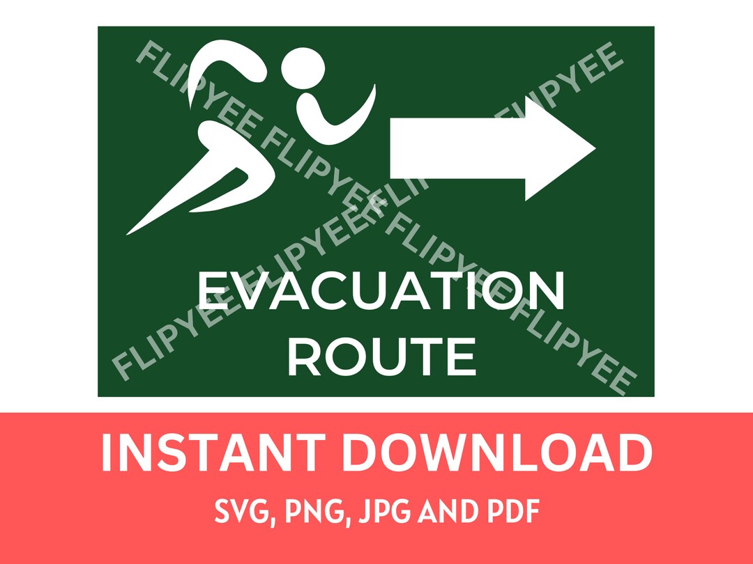Evacuation Route Digital File Instant Download Green Evacuation Route ...