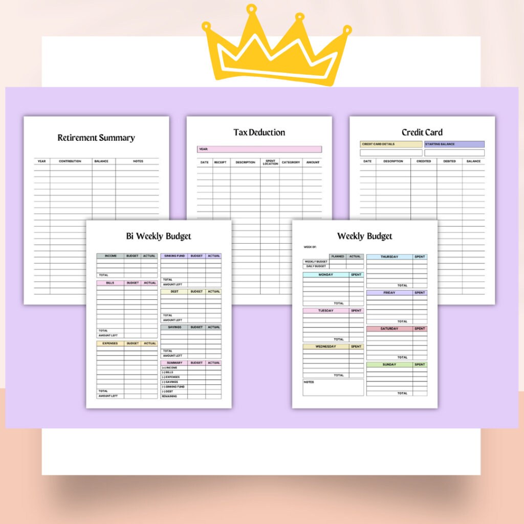 EDITABLE Rainbow Colourful Budget Finance Canva Planner Bundle ...