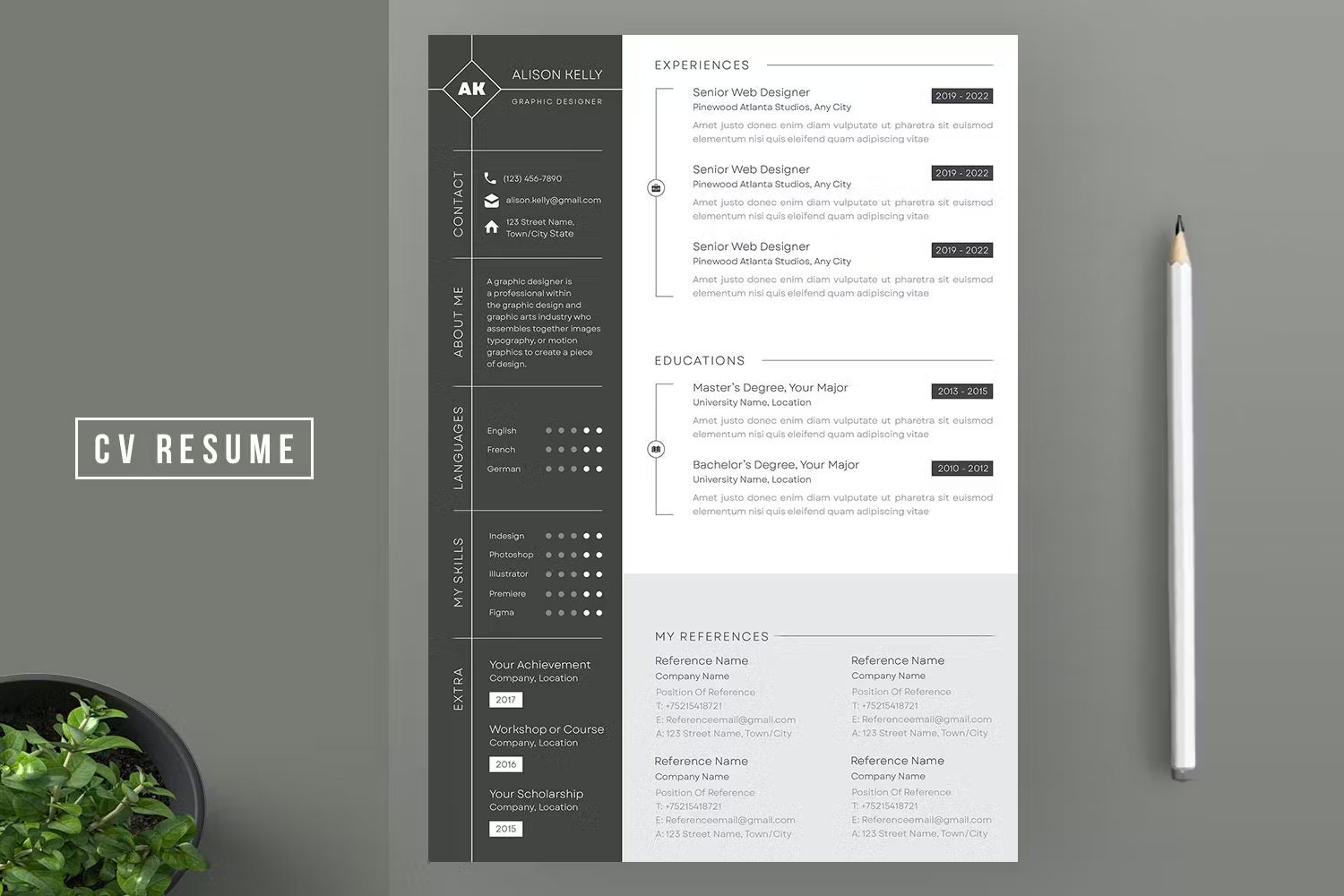 Creative Resume Template Word. CV Template Professional, Modern ...