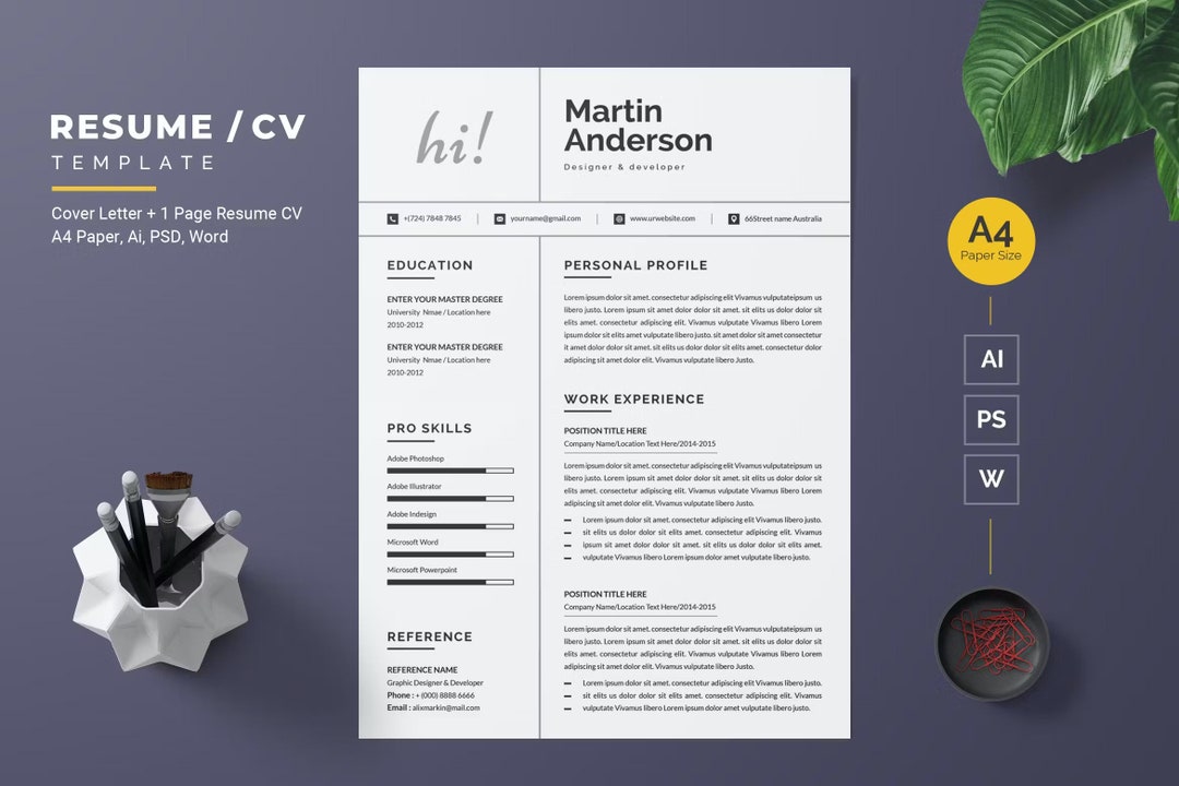 MODÈLE DE CV Mot de CV. Modèle de CV professionnel. Exécutif ...