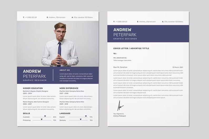 2 Page Resume Template Word. CV Template Professional, CV Design ...