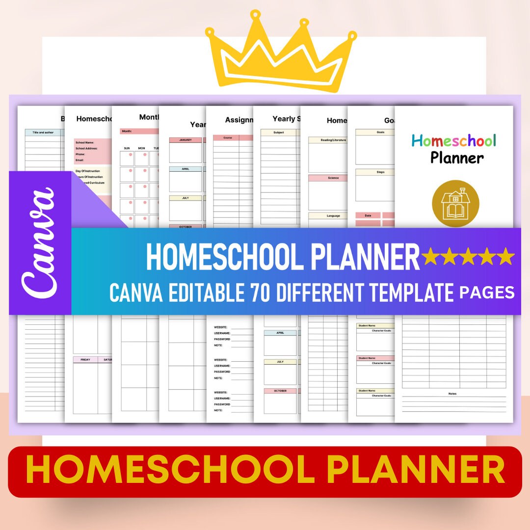 EDITABLE Canva Homeschool Planner Template Bundle, Printable Template ...