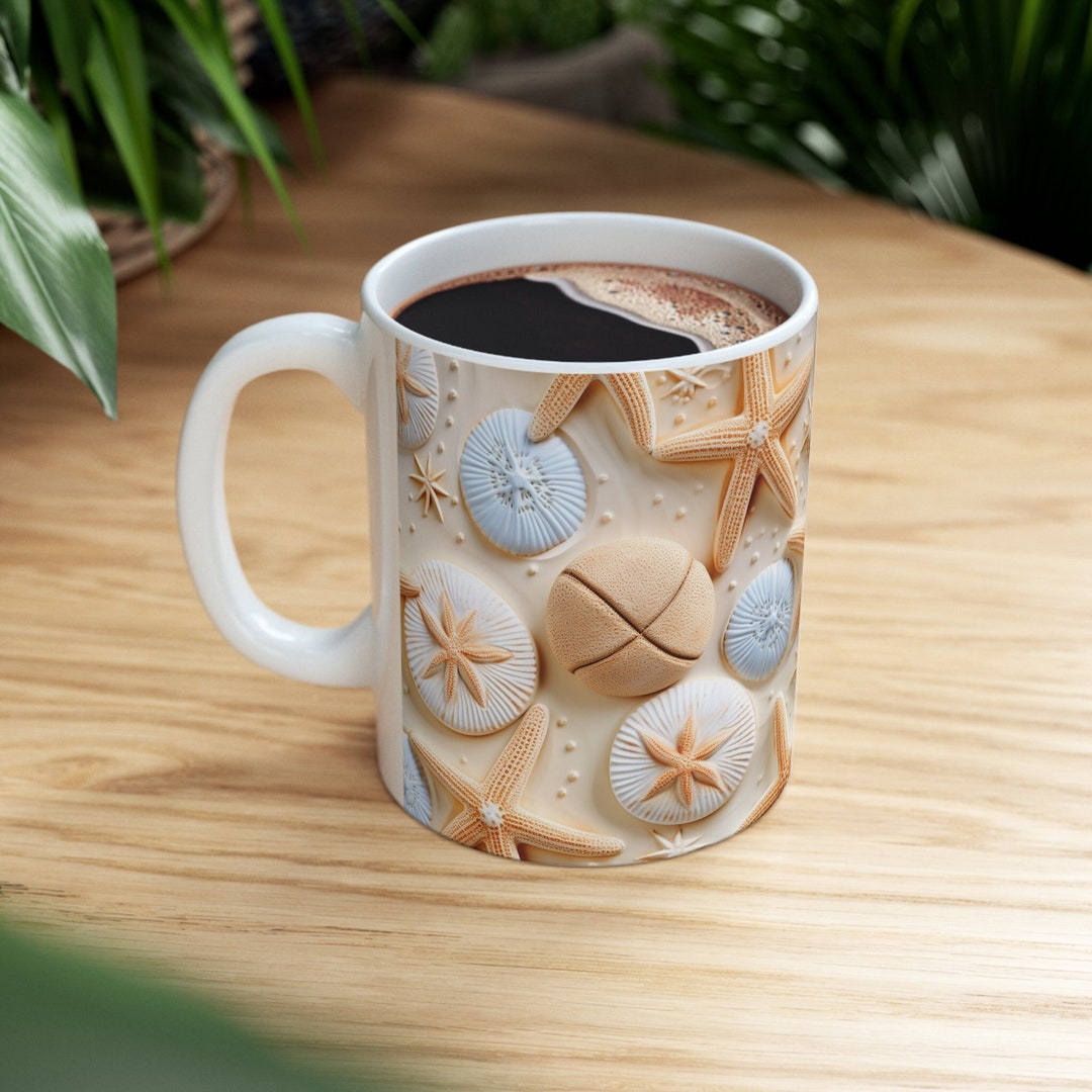 Starfish and Sand Dollar Coffee Mug: Ocean Theme Ceramic Mug - Etsy