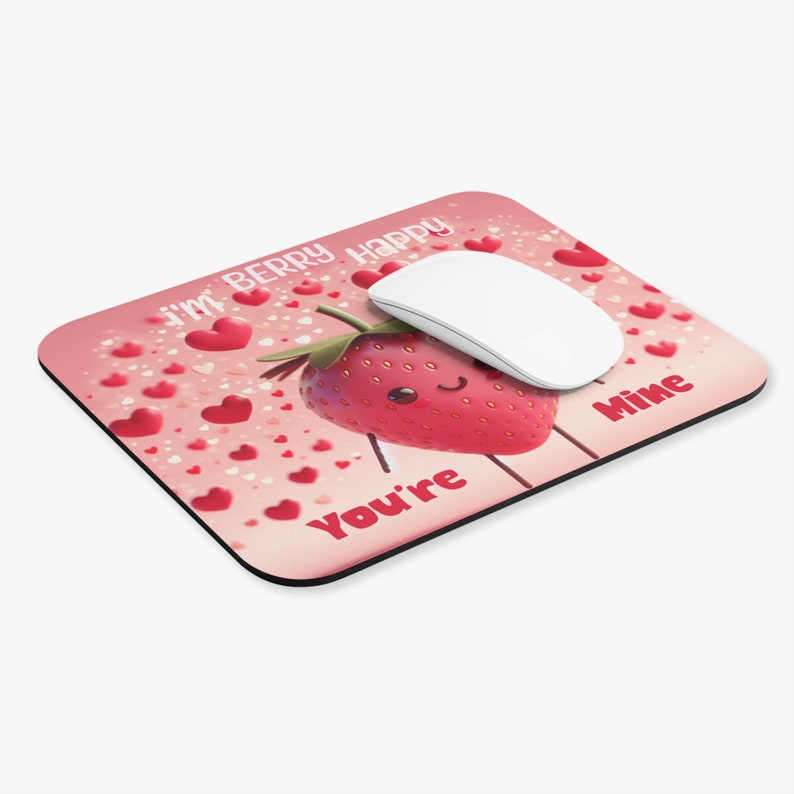 Strawberry Mouse Pad, I'm Berry Happy You're Mine Mouse Pad, Desk ...