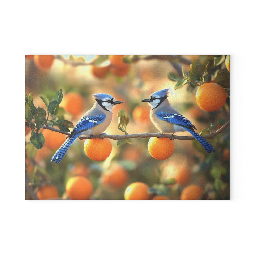 Blue Jays and Orange Tree Tempered Glass Cutting Board, Blue Jays ...