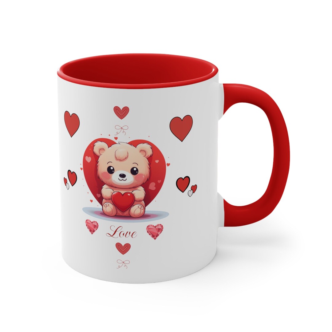 Cute Bear Mug, Bear Love Mug, Hearts and Bears Mug, Bear Coffee Mug ...